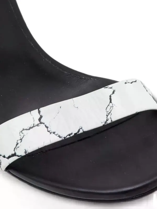 Balmain Marble Print Ankle Cuff Sandals With Lucite Block Heel