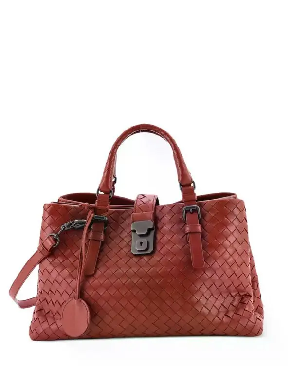 Bottega Veneta Roma Bag Intrecciato Nappa Small Tote Bag - Red