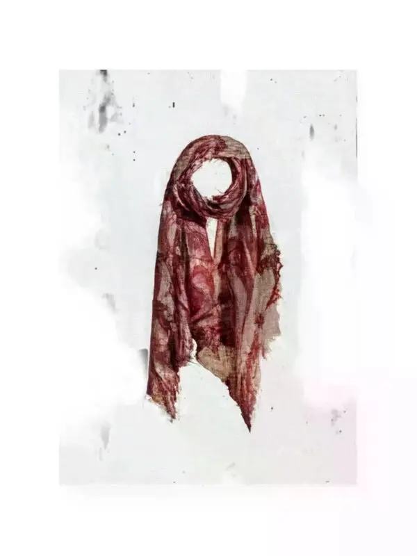 MIRROR IN THE SKY Leaf-pattern Frayed Scarf