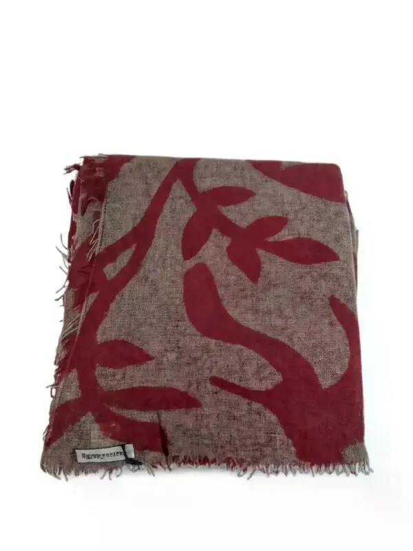 MIRROR IN THE SKY Leaf-pattern Frayed Scarf
