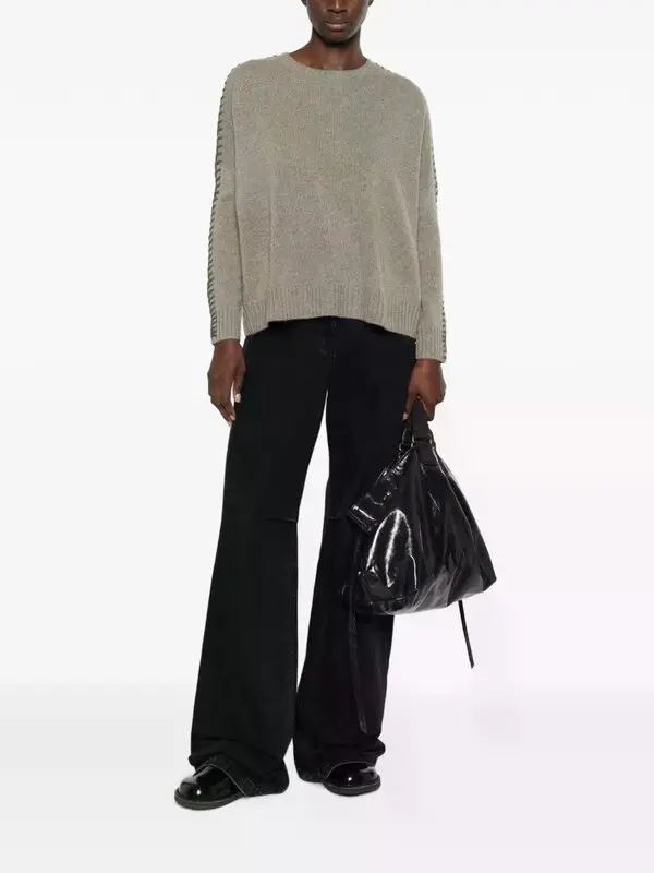 KUJTEN Whipstitch Trim Sweater - Green
