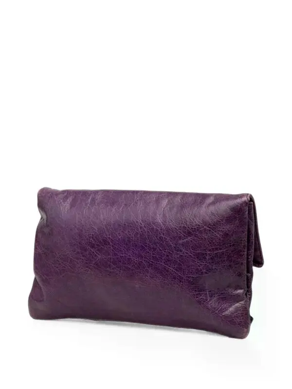 Balenciaga Lambskin Leather Clutch - Purple