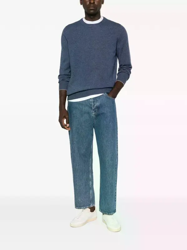 Brunello Cucinelli Crew Neck Long Sleeve Sweater - Blue