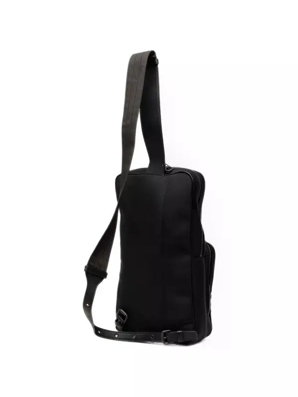 Bottega Veneta 2012-2026 Canvas And Nappa Intrecciato Sling Bag Crossbody Bag - Black