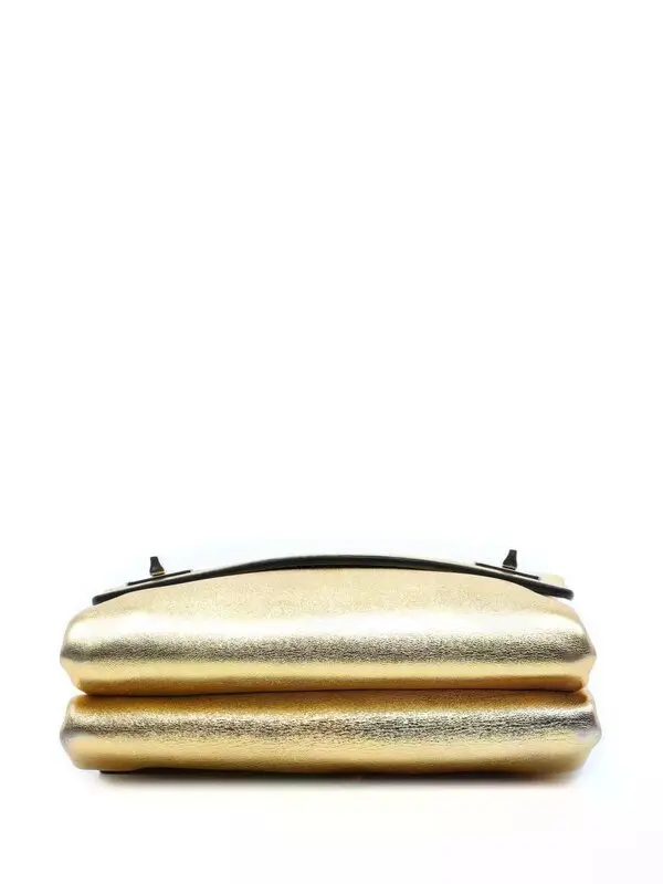 Prada 2010-2026 Metallic Leather Double Flap Turn Lock Satchel