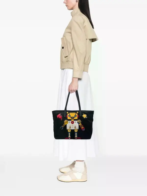 Prada 2013-2016 Saffiano Trimmed Tessuto Robot Tote Bag