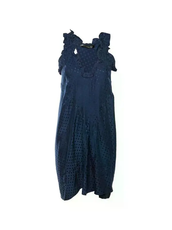 Balenciaga Polka-dot Ruffled Midi Dress - Blue