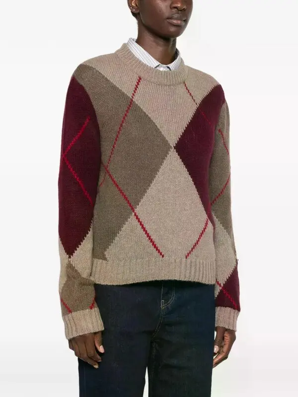 BEYOU Argyle-pattern Sweater