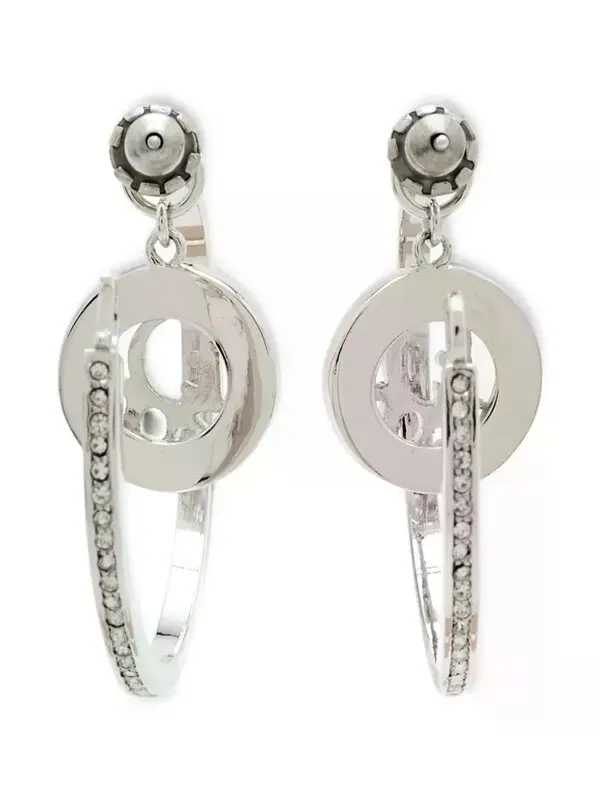 Dior Oblique Crystal-embelishement Hoop Earrings