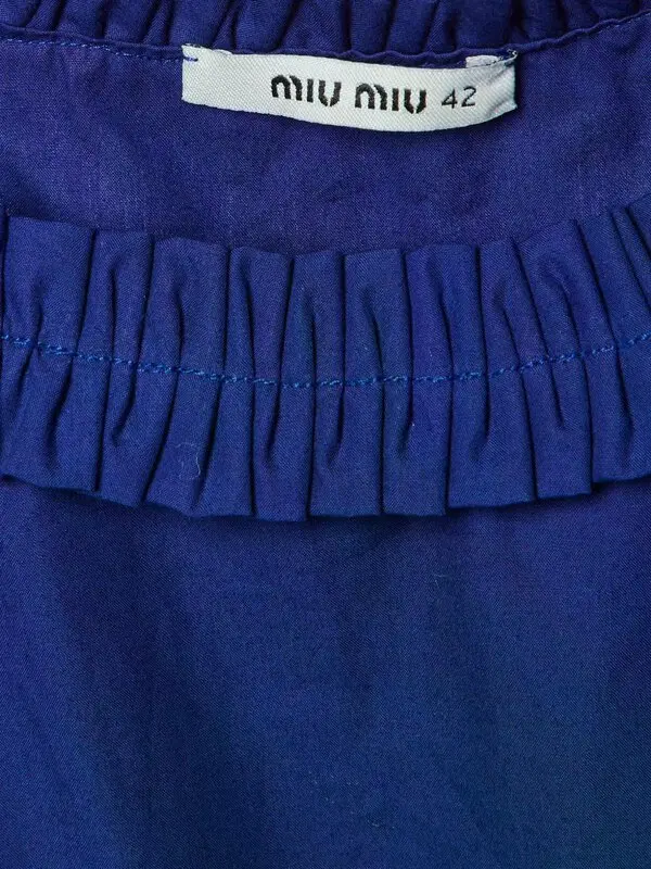 Miu Miu Ruffle-trim Poplin Mini Dress