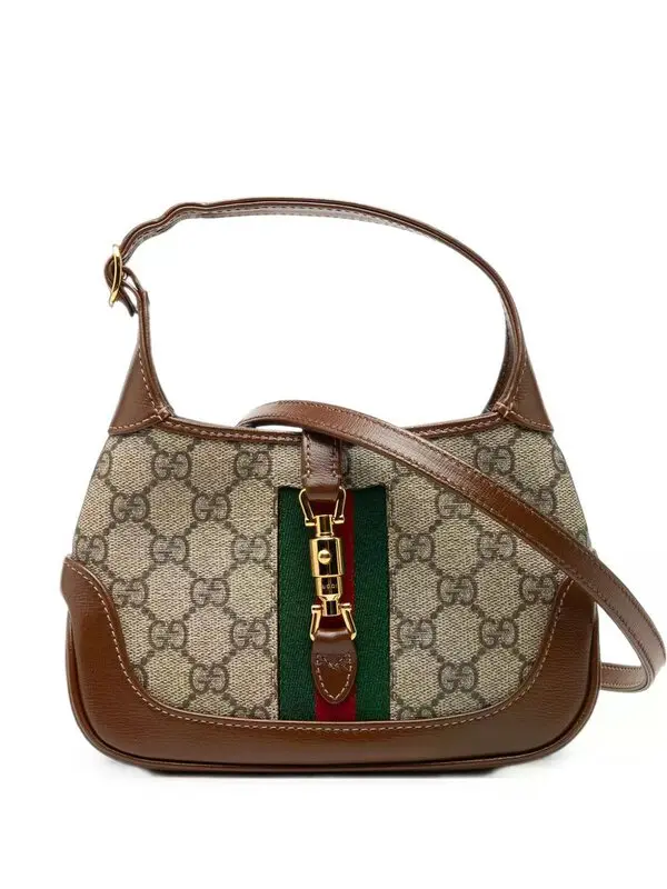 Gucci 2016-2026 Mini Gg Supreme Web Jackie 1961 Crossbody Bag - Neutrals