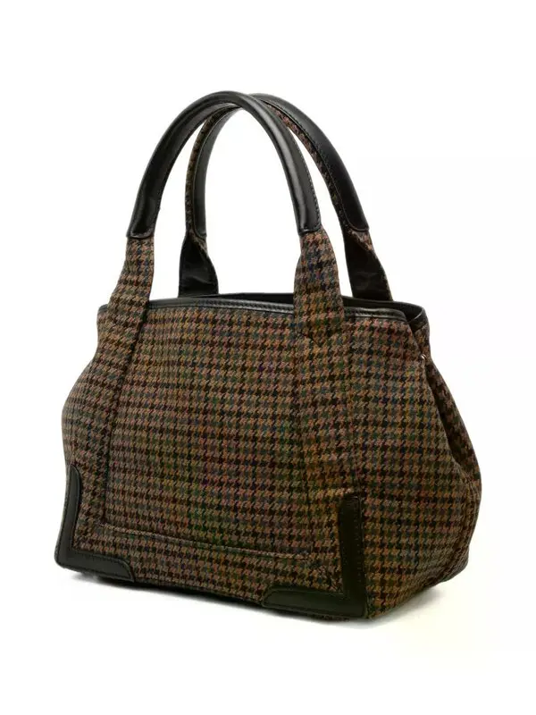 Balenciaga 2017 Wool Houndstooth Navy Cabas S Tote Bag
