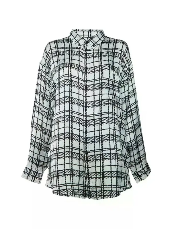Balenciaga Monogram Plaid Long-sleeve Shirt