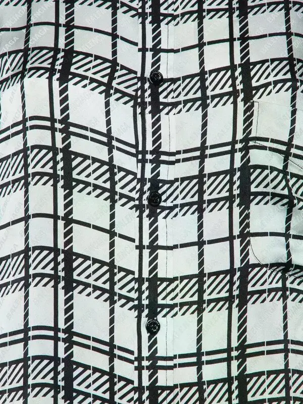 Balenciaga Monogram Plaid Long-sleeve Shirt