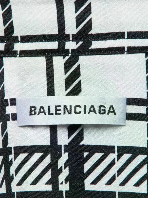 Balenciaga Monogram Plaid Long-sleeve Shirt