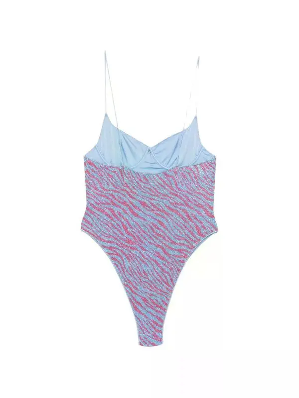 Oseree Zebra-print Underwired Swimsuit With Glitter Effect