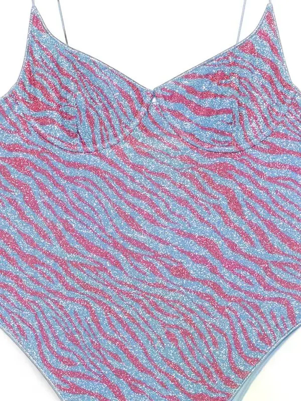 Oseree Zebra-print Underwired Swimsuit With Glitter Effect