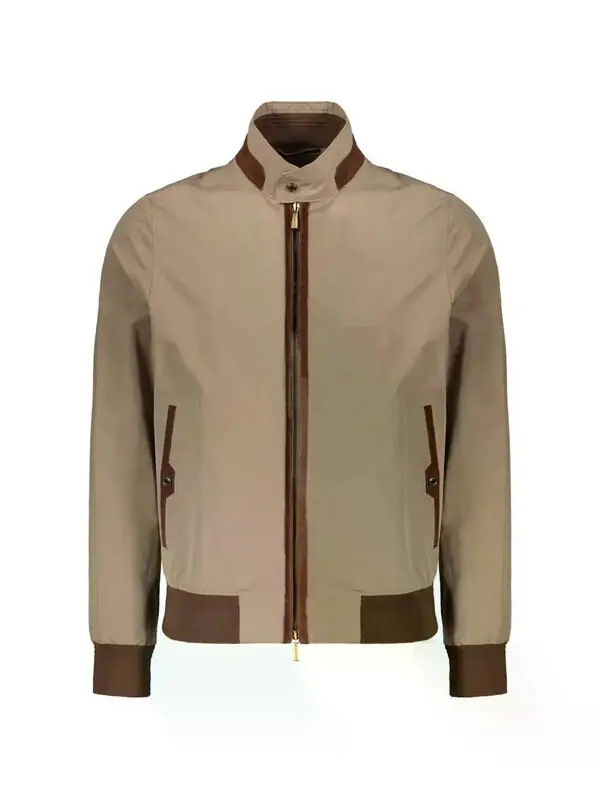 MOORER Suede-trim Zip-up Jacket