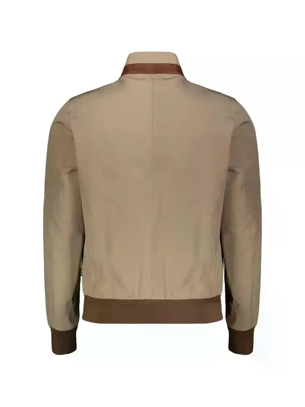 MOORER Suede-trim Zip-up Jacket