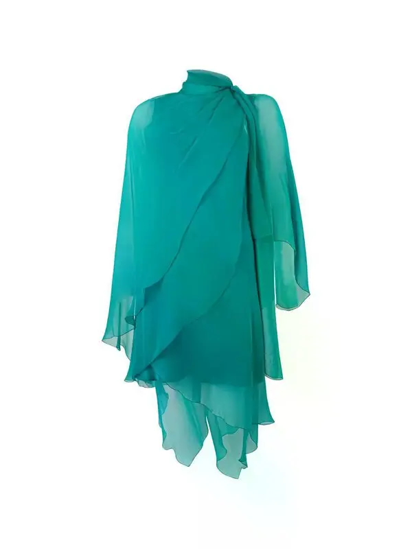 Alberta Ferretti Asymmetric Layered Mini Dress - Blue