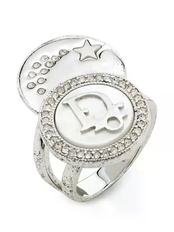 Dior Oblique & Star Crystal-embellished Ring - Silver