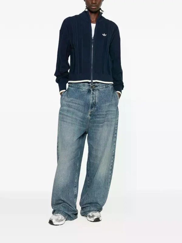 Adidas Herringbone Knit Zip-up Sweater