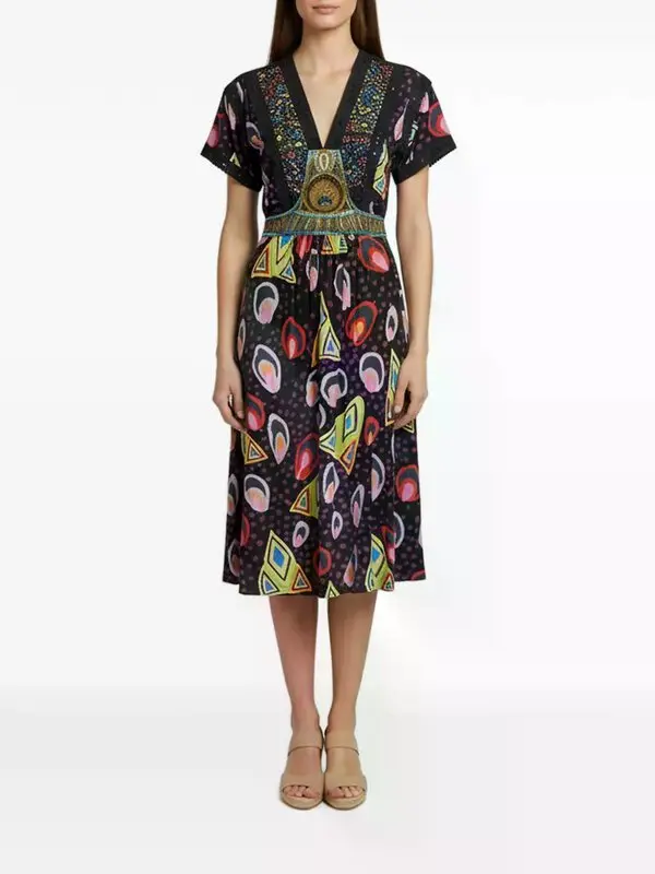 Etro V-neck Embellished Midi Dress