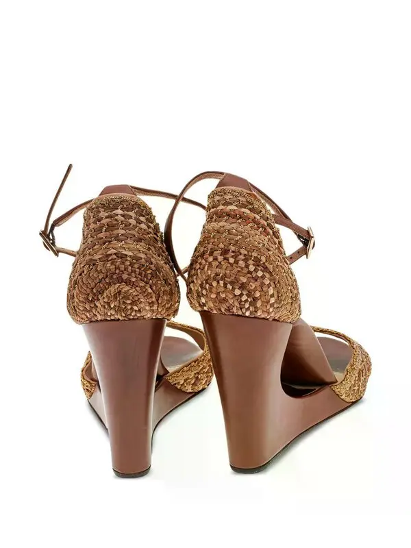 FERRAGAMO Woven Chain-trim Wedge Sandals