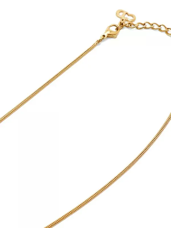 Dior Tone Crystal Embellished Heart Pendant Necklace - Gold