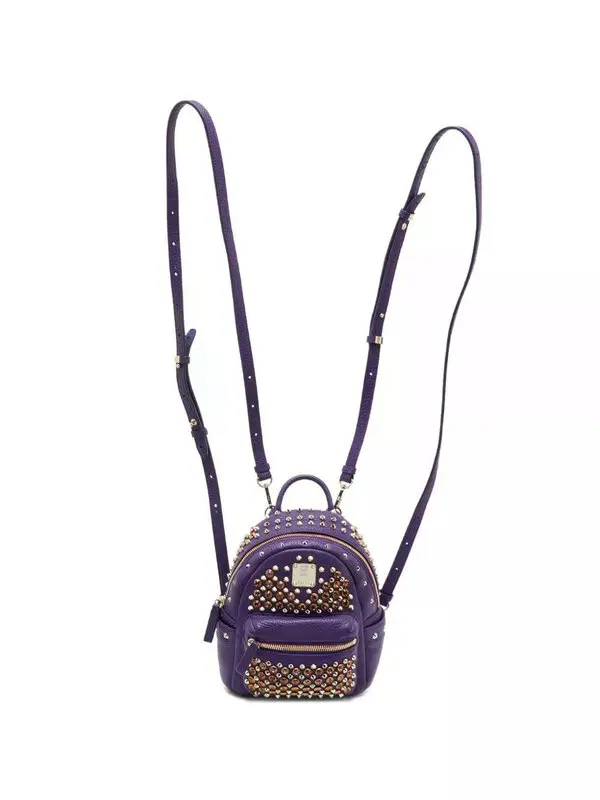 Mcm Stark Studded Mini Backpack - Purple