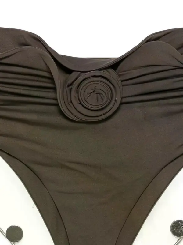 Magda Butrym Ruched Bikini Bottoms With Rosette Detail - Brown