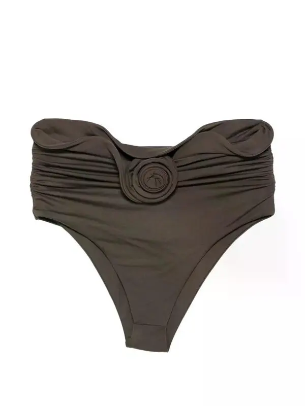 Magda Butrym Ruched Bikini Bottoms With Rosette Detail - Brown