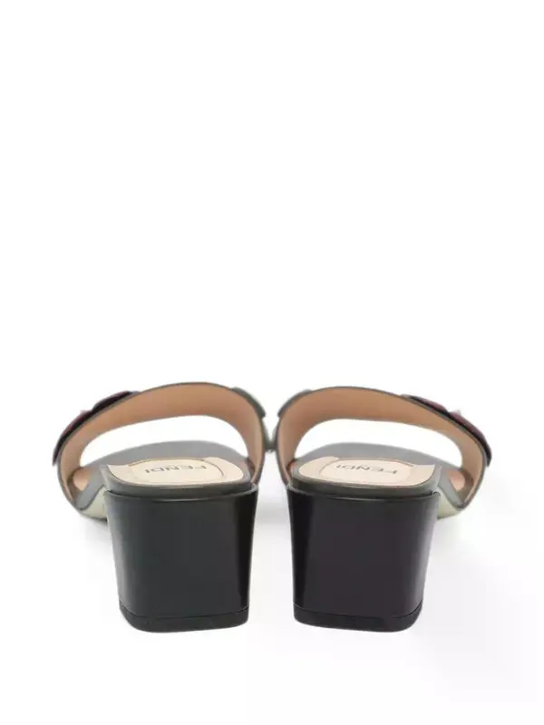 Fendi Floral Detail Slip-on Block Heel Sandals