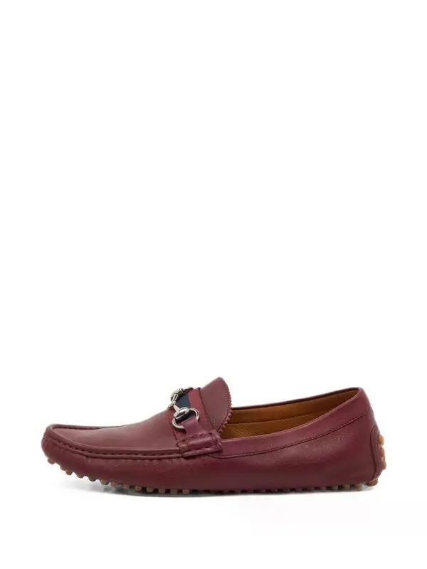 Gucci Web Horsebit Leather Loafers - Red