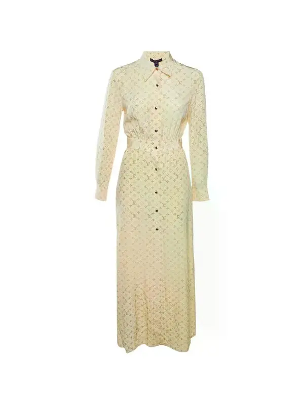 LOUIS VUITTON Monogram Crepe Maxi Shirt Dress