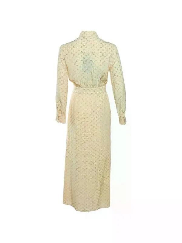 LOUIS VUITTON Monogram Crepe Maxi Shirt Dress