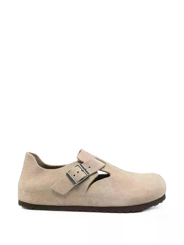 BIRKENSTOCK London Buckle-fastening Suede Clogs - Neutrals