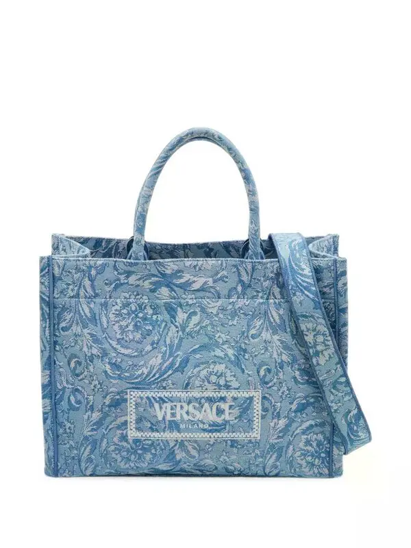 Versace Barocco Athena Jacquard Tote Bag - Blue