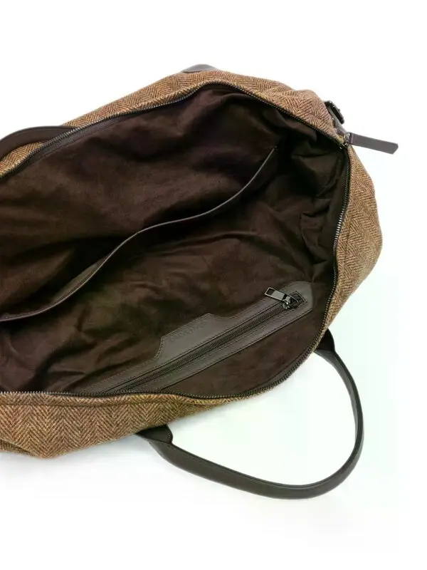 GRAN SASSO Herringbone-weave Wool Tote Bag - Brown