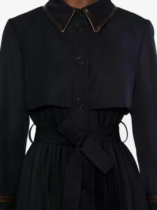 Sandro Pleated Leather-trim Trench Coat