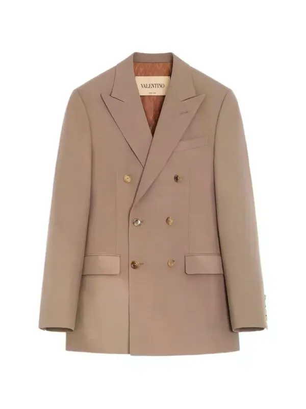 Valentino Garavani Double-breasted Jacket In Natté-wool
