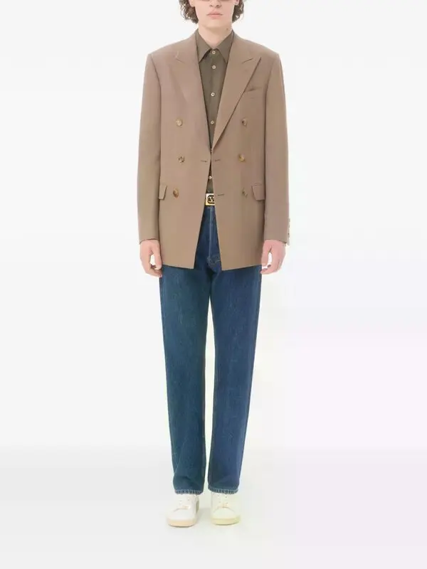 Valentino Garavani Double-breasted Jacket In Natté-wool