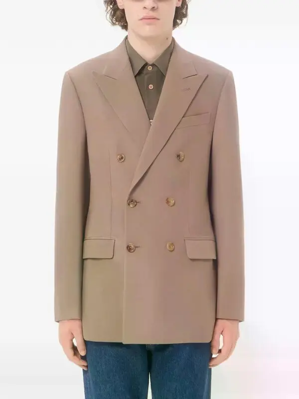 Valentino Garavani Double-breasted Jacket In Natté-wool