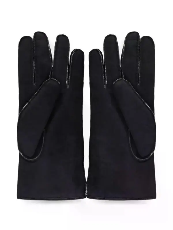 MOORER Shearling-lined Suede Gloves - Blue