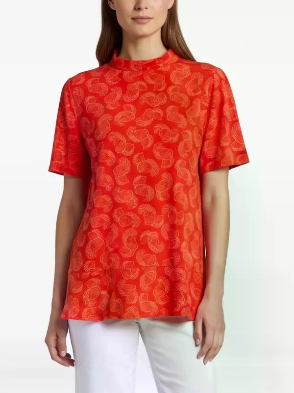 Stella McCartney Floral Print Mock Neck Blouse - Orange