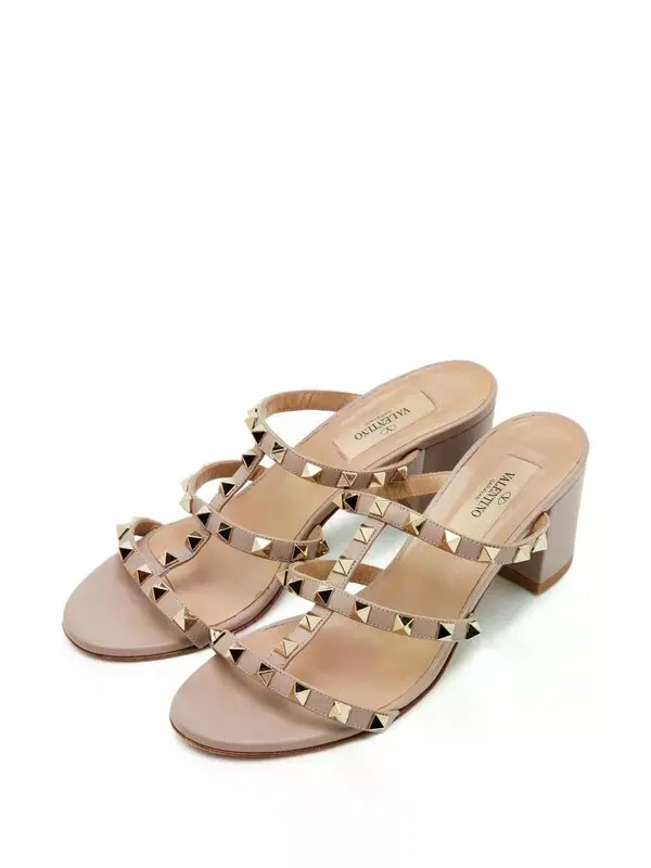 Valentino Garavani Rockstud Strappy Block Heel Sandals - Neutrals