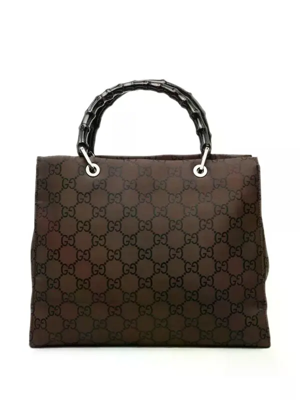 Gucci 2000-2015 Gg Nylon Bamboo Handbag - Brown