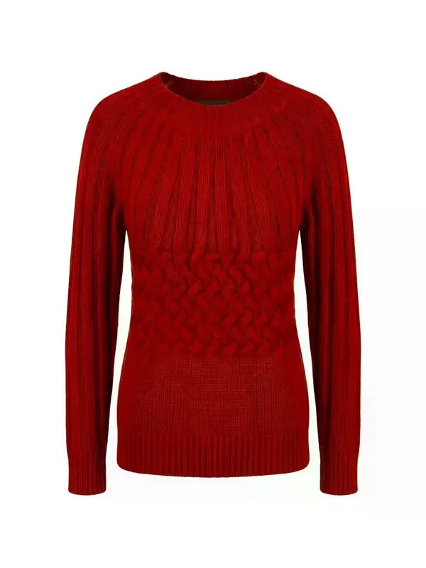 MOORER Cable-knit Crew Neck Sweater - Red