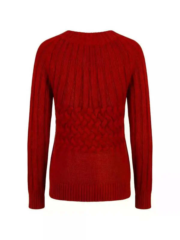 MOORER Cable-knit Crew Neck Sweater - Red