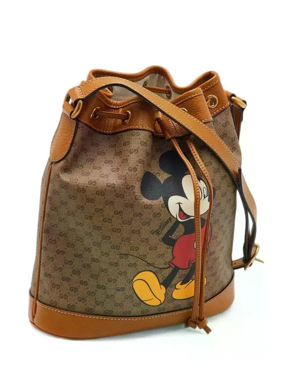 Gucci Micro Gg Canvas Disney Mickey Mouse Print Bucket Bag